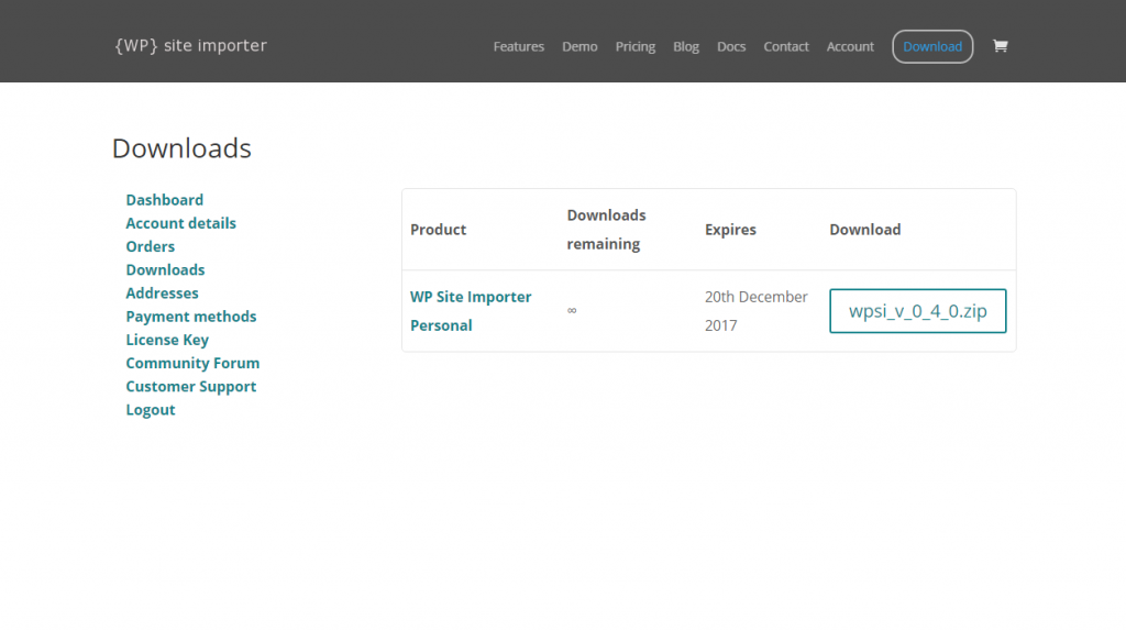 Downloading the Software - WordPress Import Plugin - WP Site Importer